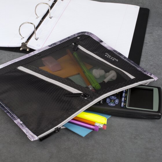 Five Star® Flat Zipper Pouch, Black/Gray | Pencil Pouches | Five Star