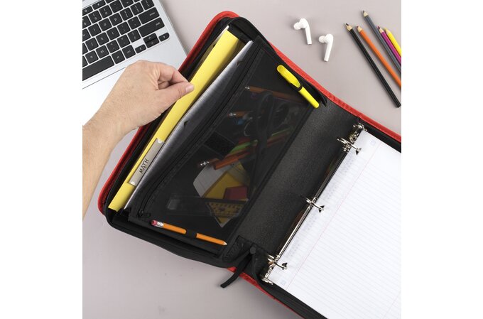 Five Star® 1 1/2" Zipper Binder, 500 Sheet Capacity, Red | Zipper ...