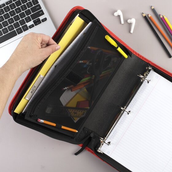 Five Star® 1 1/2" Zipper Binder, 500 Sheet Capacity, Red | Zipper ...