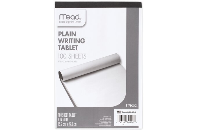 Mead® Plain Writing Tablet, 100 Sheets, 6" x 9" | Notepads | Mead