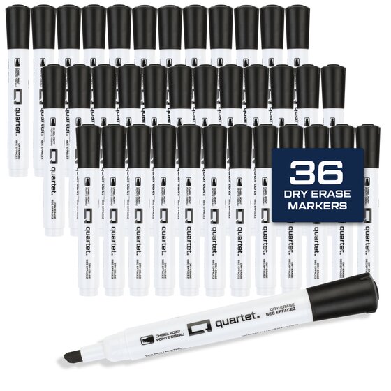 Quartet® DryGuard Dry-Erase Markers, Chisel Tip, Black, 36 Pack ...