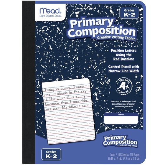 Mead® Primary Composition Book, Ruled, Grades K-2, 100 Sheets, 9 1/2" x ...