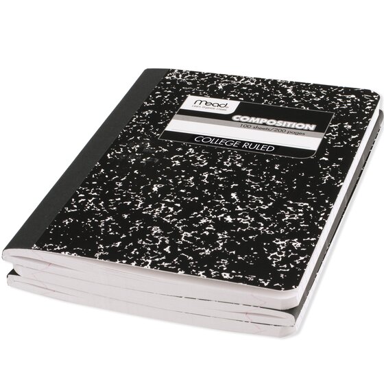 Mead Composition Book, College Ruled, 100 Sheets, 9 3/4" x 7 1/2", 3 ...
