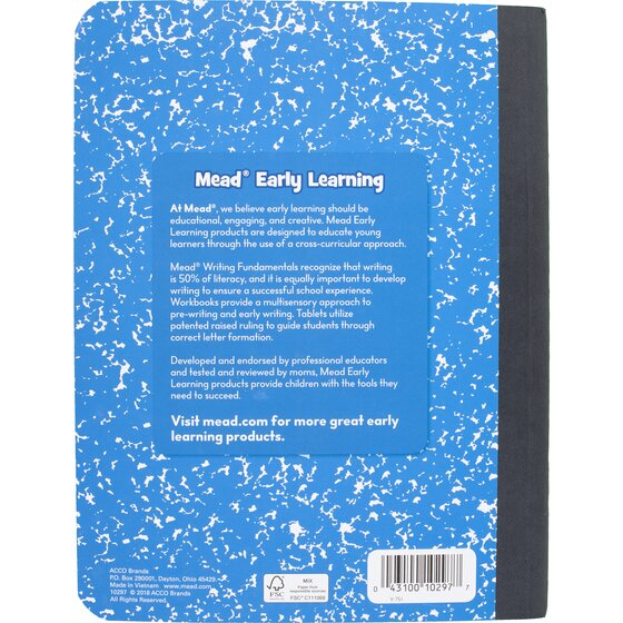 Mead® Primary Journal, Half Page Ruled, Grades K-2, 7 1/2" x 9 3/4", 100 Sheets, 12 Pack, Colors ...