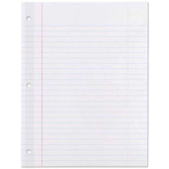 Mead® Reinforced Filler Paper, Wide Ruled, 8" x 10 1/2", 100 Sheets ...