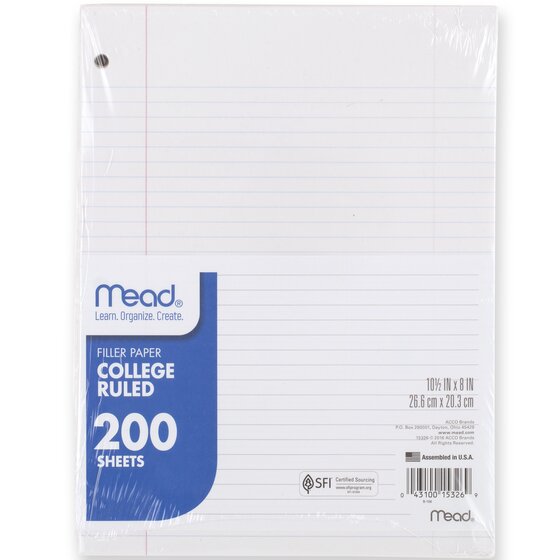 Mead Standard Filler Paper, College Ruled | Filler Paper | Mead