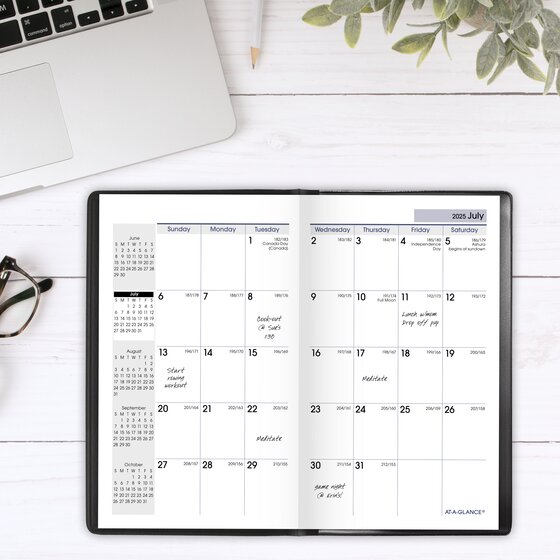 AT-A-GLANCE® DayMinder® Academic 2025-2026 Monthly Planner, Black ...