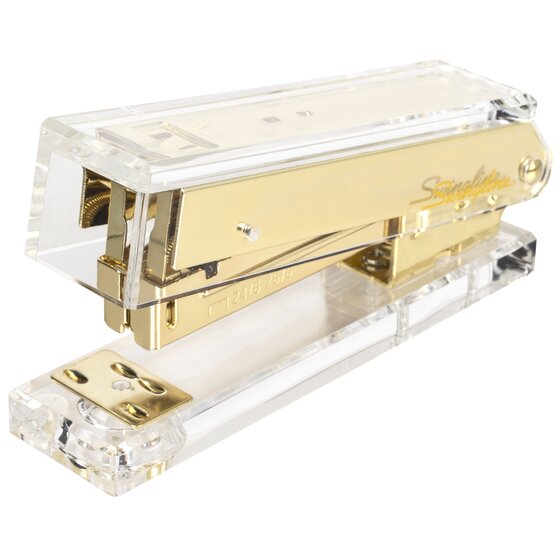 Swingline Compact Acrylic Stapler 20 Sheets Half Strip Clear Gold Swingline Compact Staplers Desktop Staplers Swingline