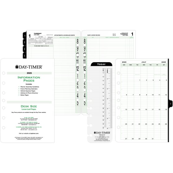 Day-Timer Two Page Per Day Original Loose-Leaf Planner Refills, 5 1/2 ...