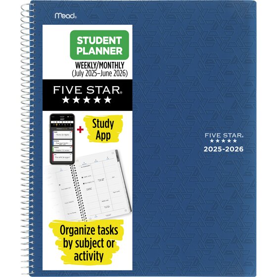 Five Star® Academic 2025-2026 Weekly Monthly Student Planner Plus Study ...