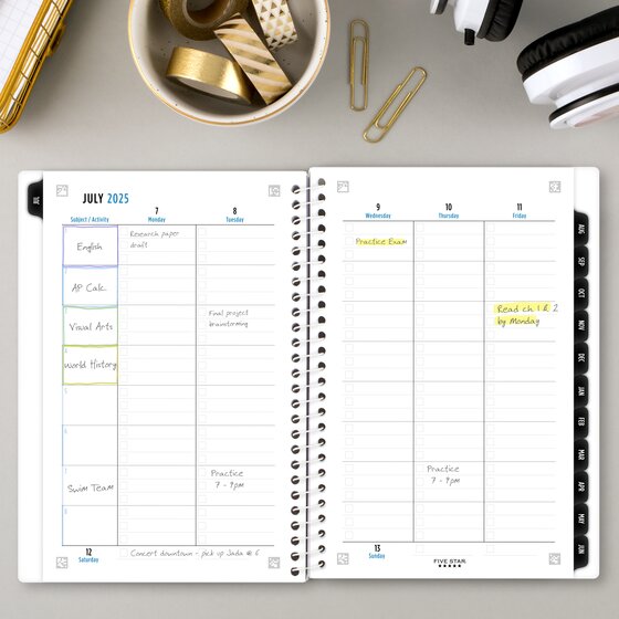 Five Star® Style Academic Weekly Monthly Student Planners, Plus Study ...