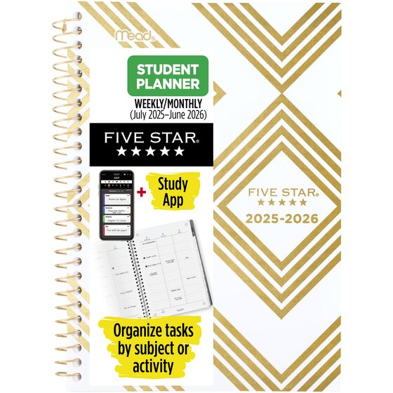 Five Star® Style Academic Weekly Monthly Student Planners, Plus Study ...