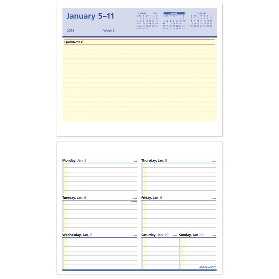 AT-A-GLANCE® QuickNotes® FLIP-A-WEEK® 2026 Weekly Desk Calendar Refill ...