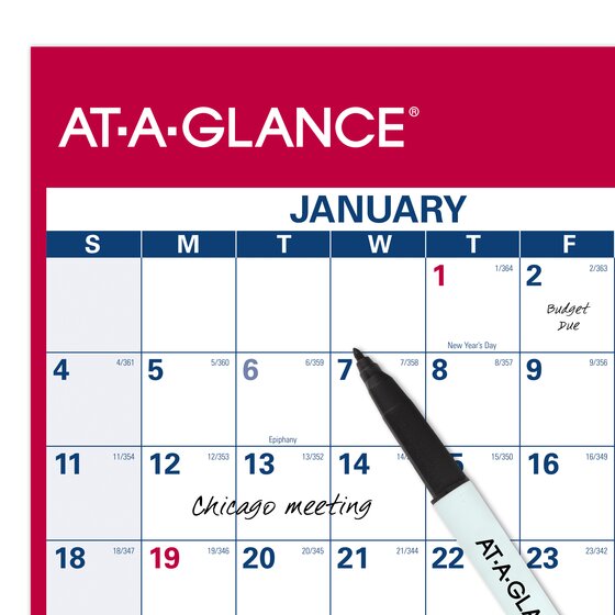 AT-A-GLANCE® 2026 Vertical Horizontal Reversible Erasable Yearly Wall ...