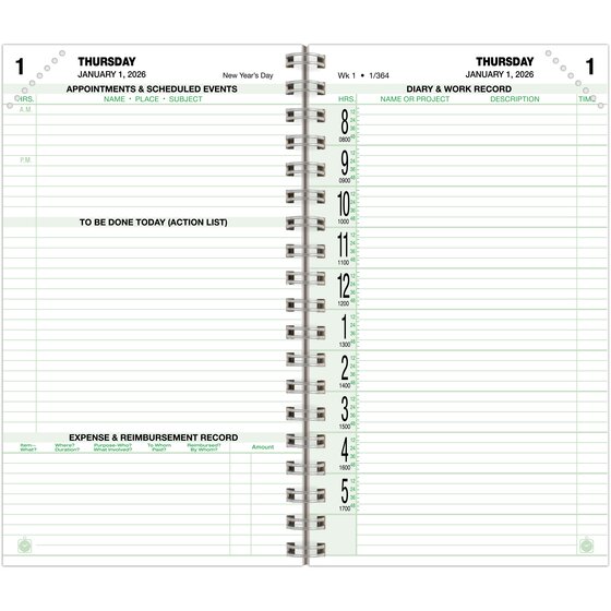 Day-Timer® Two Page Per Day Original Wirebound Planner Refills, Compact ...