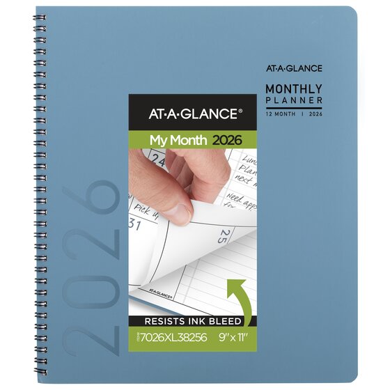 AT-A-GLANCE® Contemporary Lite 2026 Monthly Planner, Mineral Blue ...