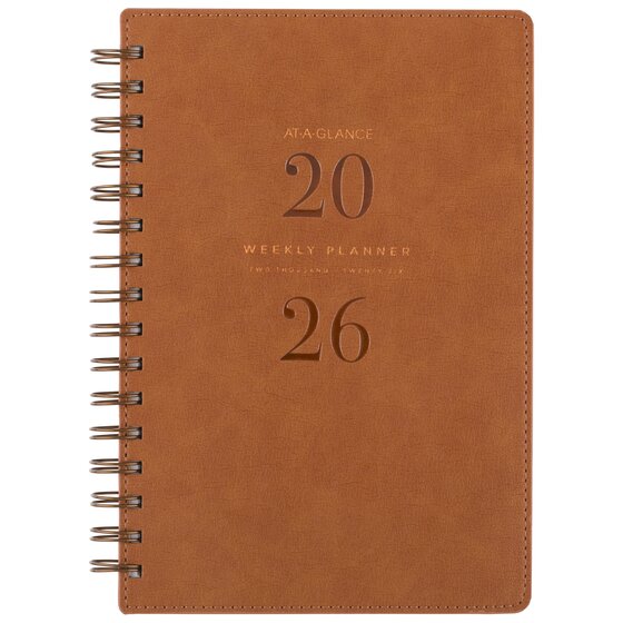 AT-A-GLANCE® Signature Collection 2026 Weekly Monthly Planner, Brown, Small, 5 1/2" x 8 1/2 ...