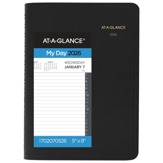AT-A-GLANCE® 2026 Daily Half-Hour Appointment Book Planner, Black ...