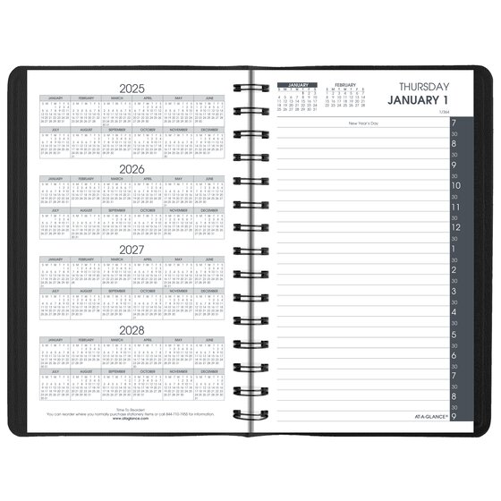 AT-A-GLANCE® 2026 Daily Half-Hour Appointment Book Planner, Black, Small, 5" x 8" | Daily ...