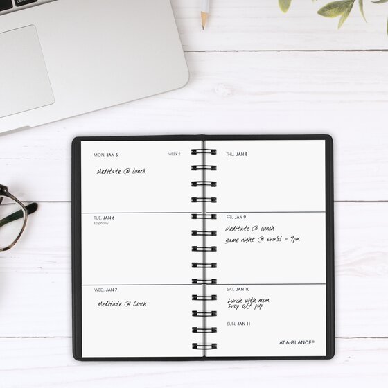 AT-A-GLANCE® 2026 Weekly Planner, Black, Pocket, 2 1/2" x 4 1/2 ...