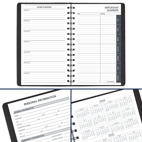 AT-A-GLANCE® 2026 Daily Quarter-Hour Appointment Book Planner, Black ...