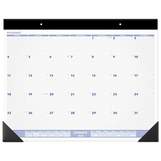 AT-A-GLANCE® 2026 Monthly Desk Pad Calendar, Blue and Gray, Large, 24 ...