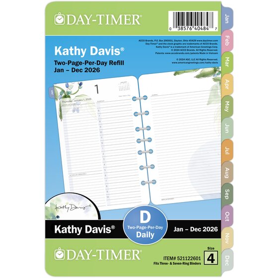 Day-Timer® Kathy Davis® January 2026 – December 2026 Two Page Per Day ...