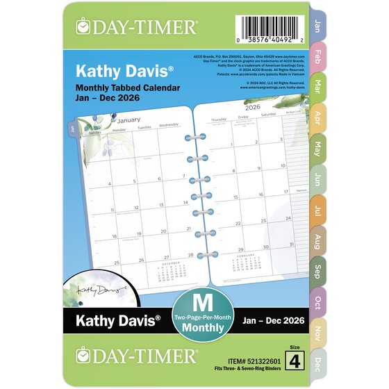 Day-Timer® Kathy Davis® January 2026 – December 2026 Two Page Per Month ...
