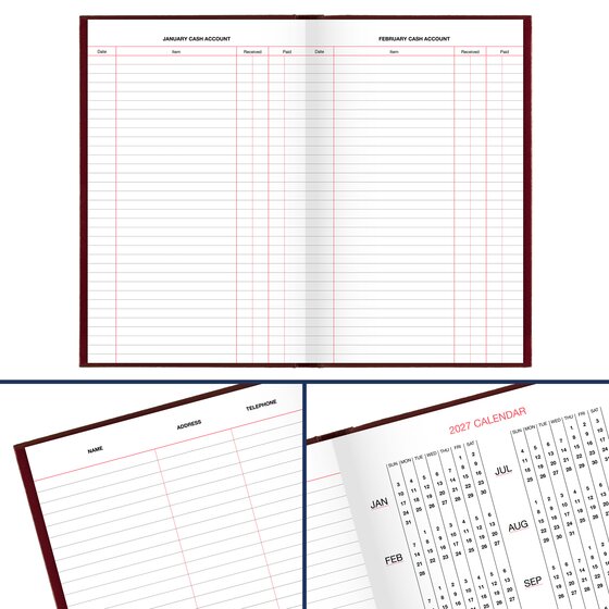 AT-A-GLANCE® Standard Diary® 2026 Daily Diary, Red, Large, 7 3/4" x 12 ...