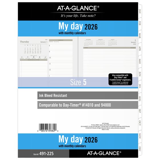 AT-A-GLANCE® 2026 Daily Planner Two Pages Per Day Refill, Loose-Leaf ...