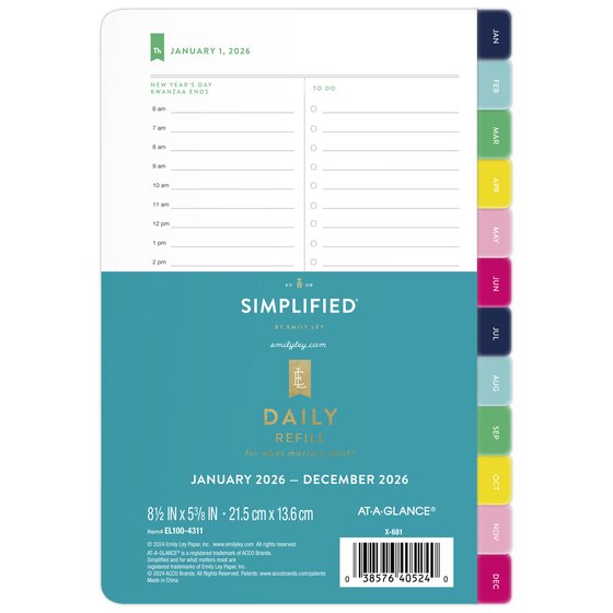Simplified by Emily Ley for AT-A-GLANCE® 2026 One Page Per Weekday ...
