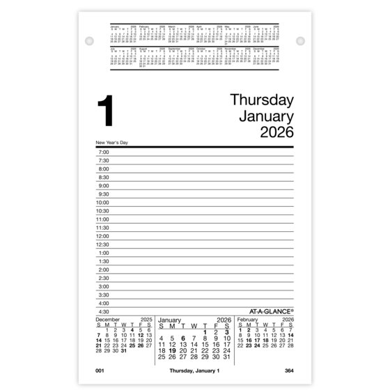 AT-A-GLANCE® 2026 Daily Desk Pad Calendar Refill, Large, 5" x 8" | Desk ...