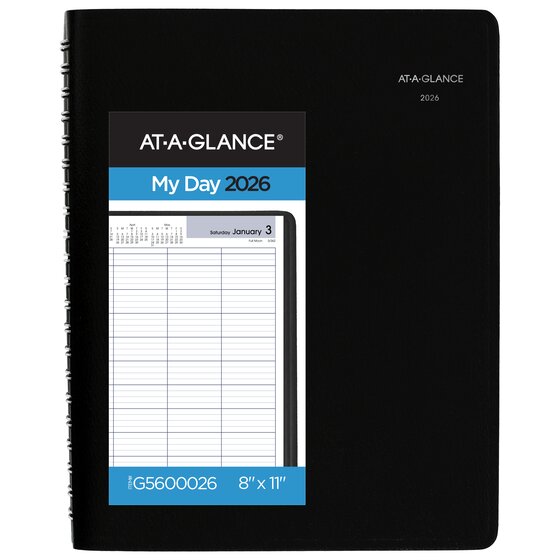 AT-A-GLANCE® DayMinder® 2026 Four Person Daily Appointment Book, Black ...