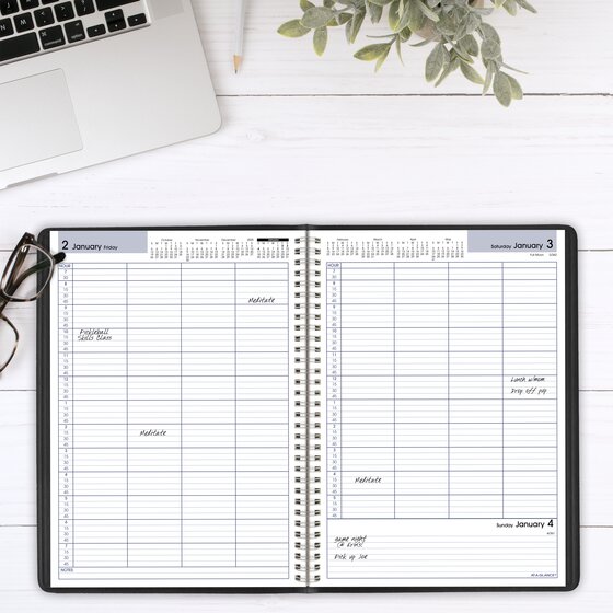 AT-A-GLANCE® DayMinder® 2026 Four Person Daily Appointment Book, Black ...