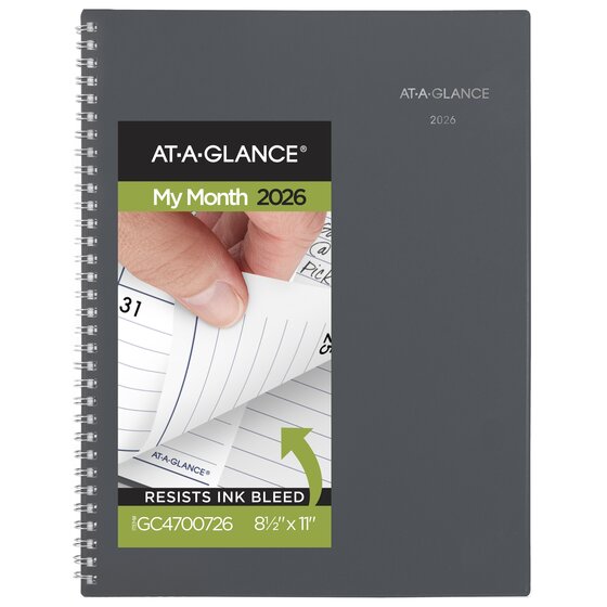 AT-A-GLANCE® DayMinder® 2026 Monthly Planner, Gray, Large, 8 1/2" x 11 ...