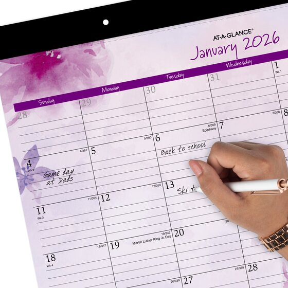 AT-A-GLANCE® Beautiful Day 2026 Monthly Desk Pad Calendar, Standard, 21 ...
