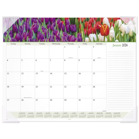 AT-A-GLANCE® 2026 Panoramic Floral Monthly Desk Pad, Standard, 21 3/4 ...