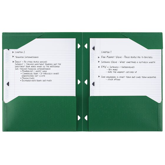 Five Star® 2-Pocket Stay-Put Plastic Folder, Forest Green | Pocket ...