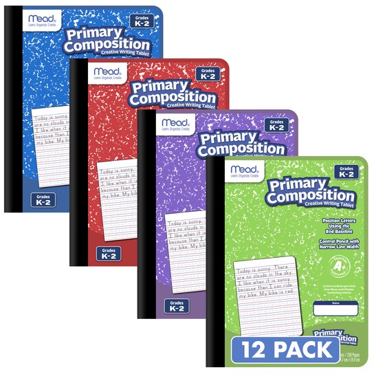 Mead® Primary Composition Book, Ruled, Grades K-2, 7 1/2" x 9 3/4", 100 ...