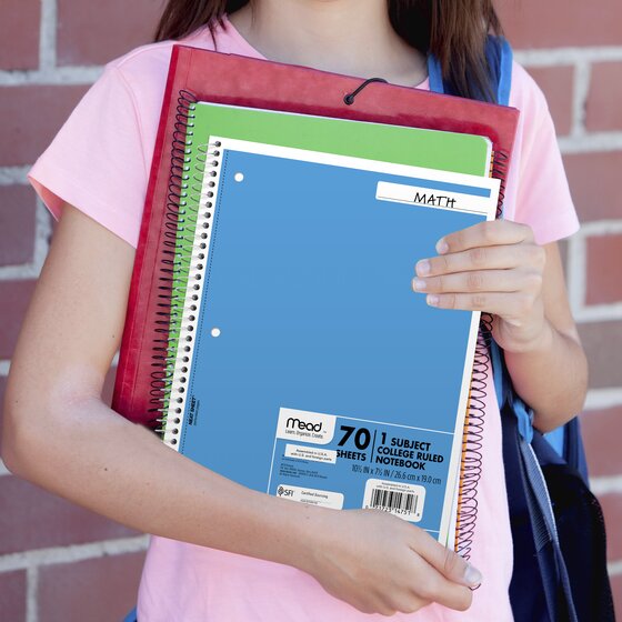 Mead® Spiral Notebook, 6 Pack, 1 Subject, College Ruled, 8" x 10 1/2 ...