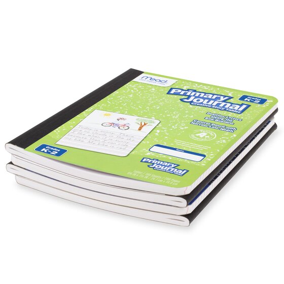 Mead® Primary Journal, 4 Pack, Half Page Ruled, Grades K-2, 7 1/2" x 9 3/4", 100 Sheets per ...