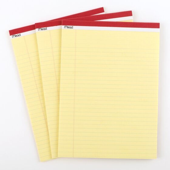 Mead® Legal Pad, 8 1/2" x 11", Canary Yellow, 3 Pack | Notepads | Mead