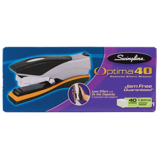 Swingline® Optima® 40 Desk Stapler, Reduced Effort, 40 Sheets, Silver ...