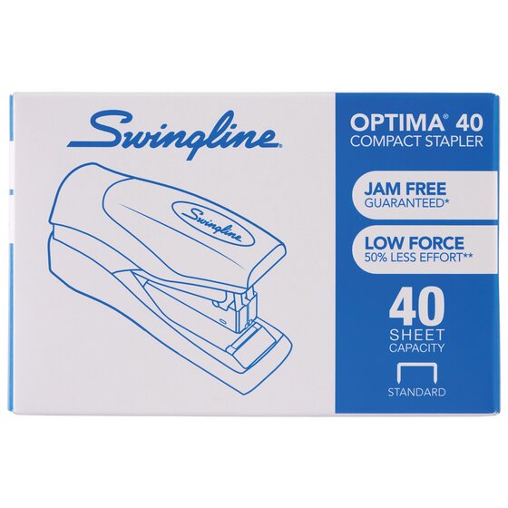 Swingline® Optima® 40 Compact Stapler, Reduced Effort, 40 Sheets, Black ...