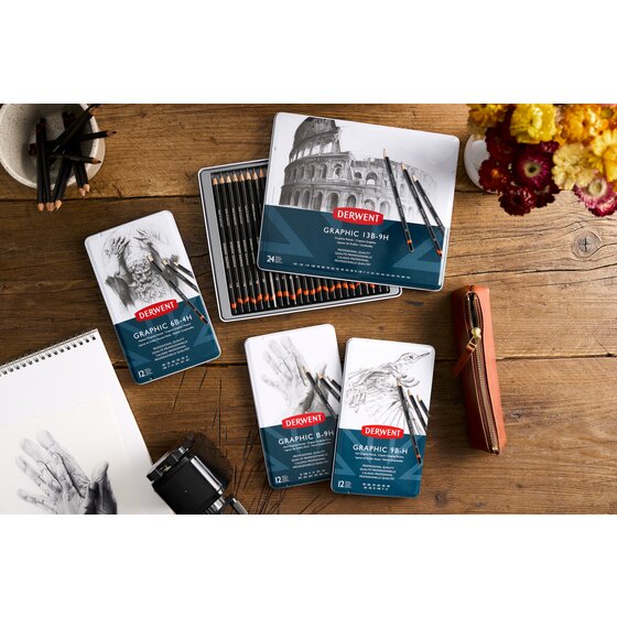 Sharpen Your Skills | Derwent Graphic Medium Pencils 12 Tin | Derwent UK