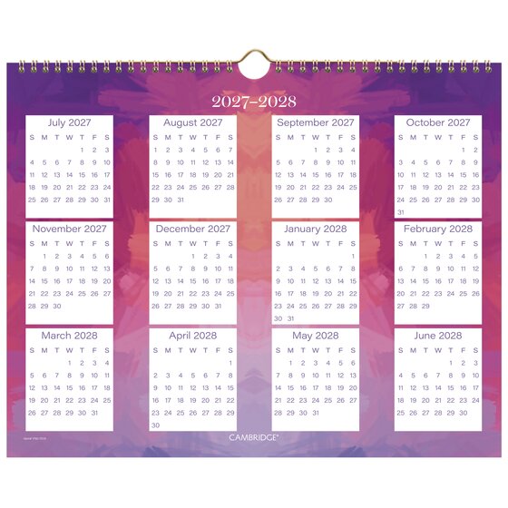 Mead Cambridge® Filbert Academic 2026-2027 Monthly Wall Calendar ...