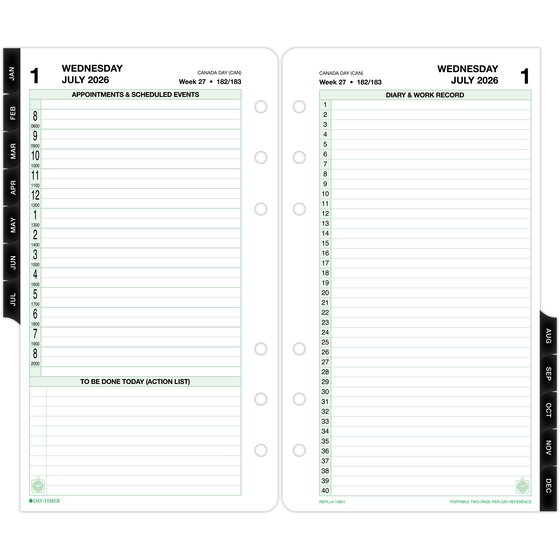 Day-Timer® July 2026 – June 2027 Two Page Per Day Reference Planner ...