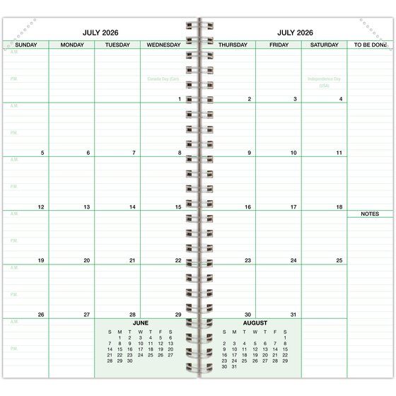 Day-Timer® July 2026 – June 2027 Two Page Per Day Recorday Planner ...