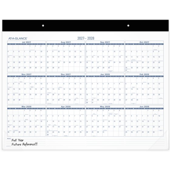 AT-A-GLANCE® Easy-to-Read Academic 2026-2027 Monthly Desk Pad Calendar ...