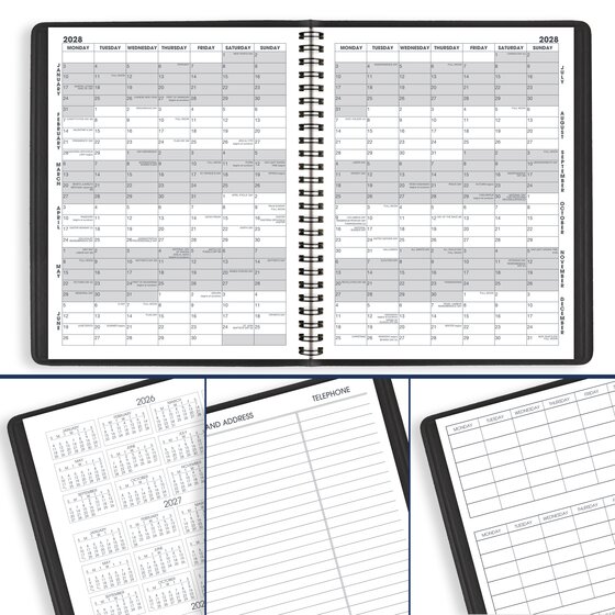 AT-A-GLANCE® Academic 2026-2027 18-Month Monthly Planner, Black, Medium ...
